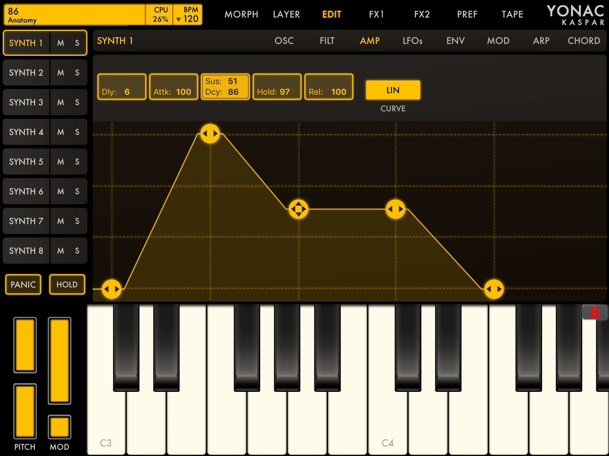 Yonac KASPAR Synthesizer Review - 8 Synthesizers In One Single App - Page 2 of 4 - SYNTH ANATOMY