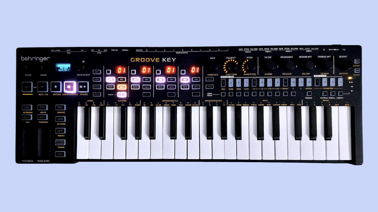 Behringer Groove Key, a Keystep Pro inspired groovebox and MIDI CV ...