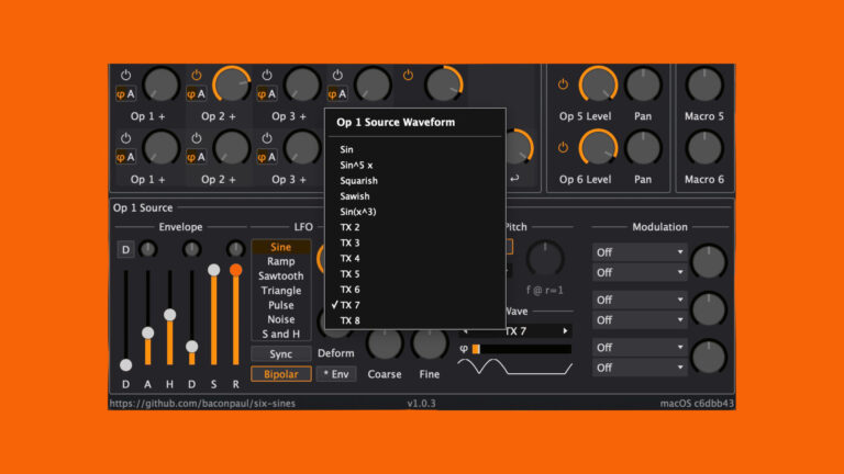 BaconPaul Six Sines, free open-source TX81Z-style MPE FM Synthesizer ...