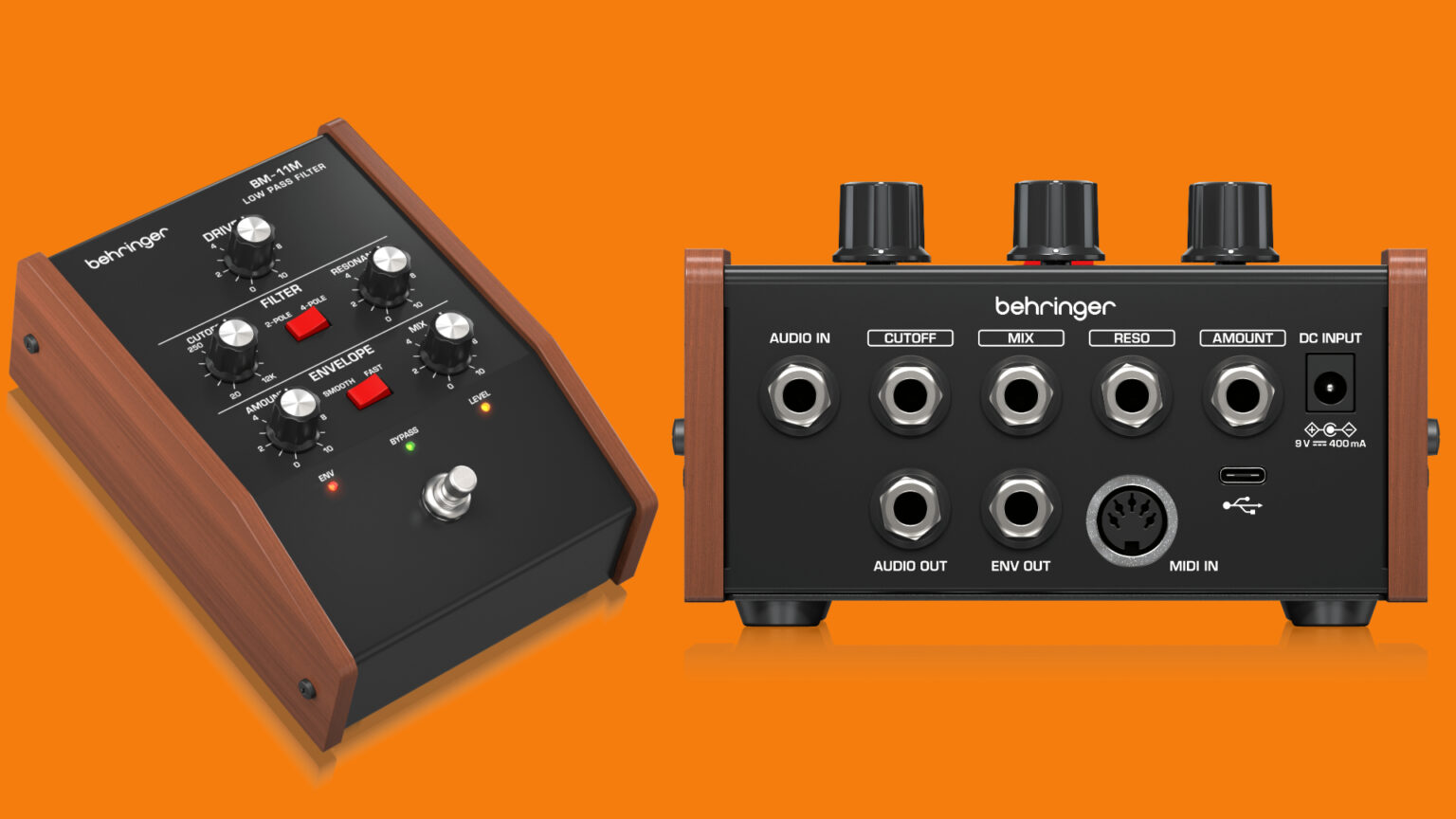 Behringer BM-11M, a Moog MF-101 Moogerfooger analog lowpass filter ...