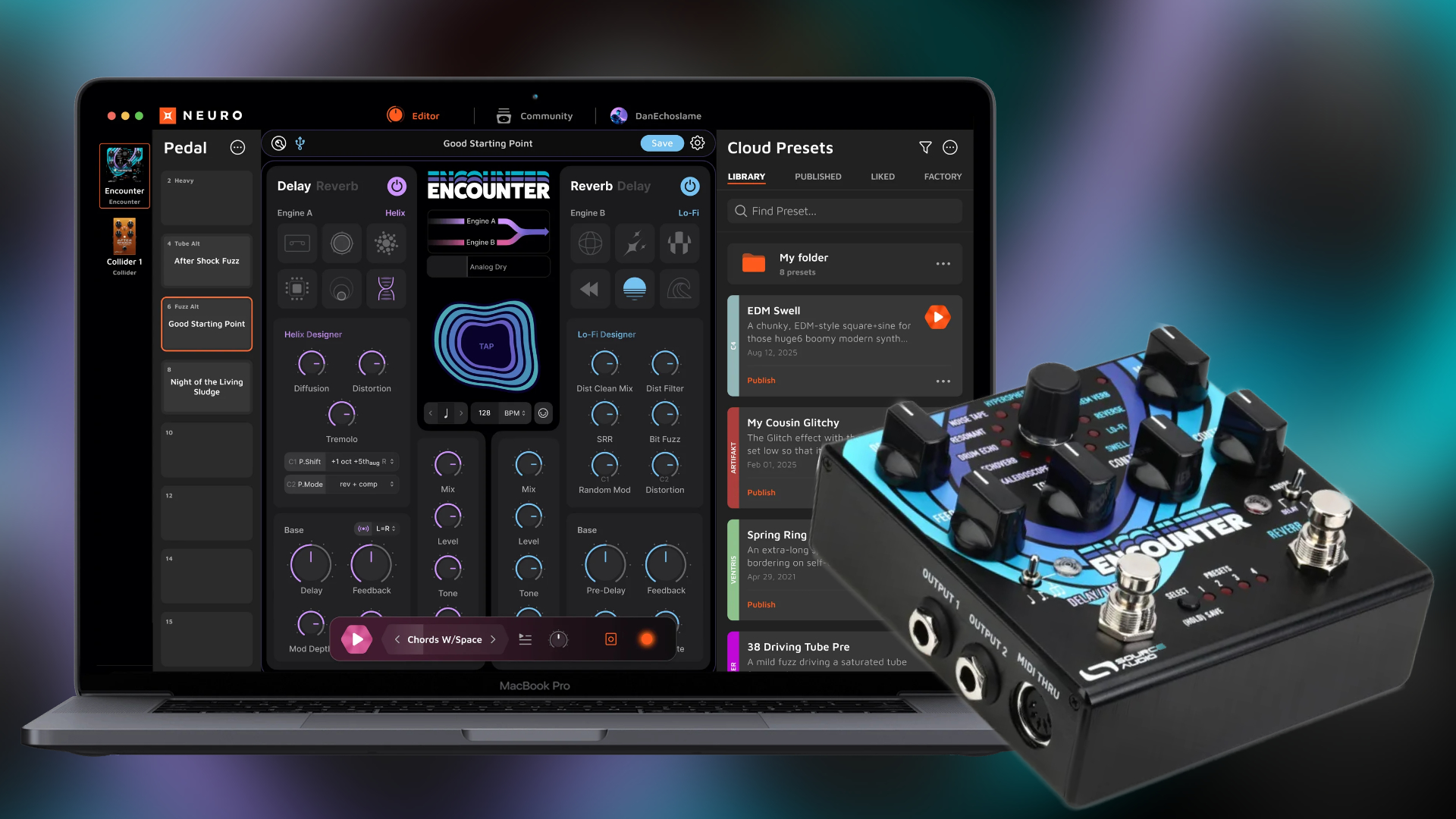 Source Audio Encounter, a stereo ambient delay reverb pedal with unique ...