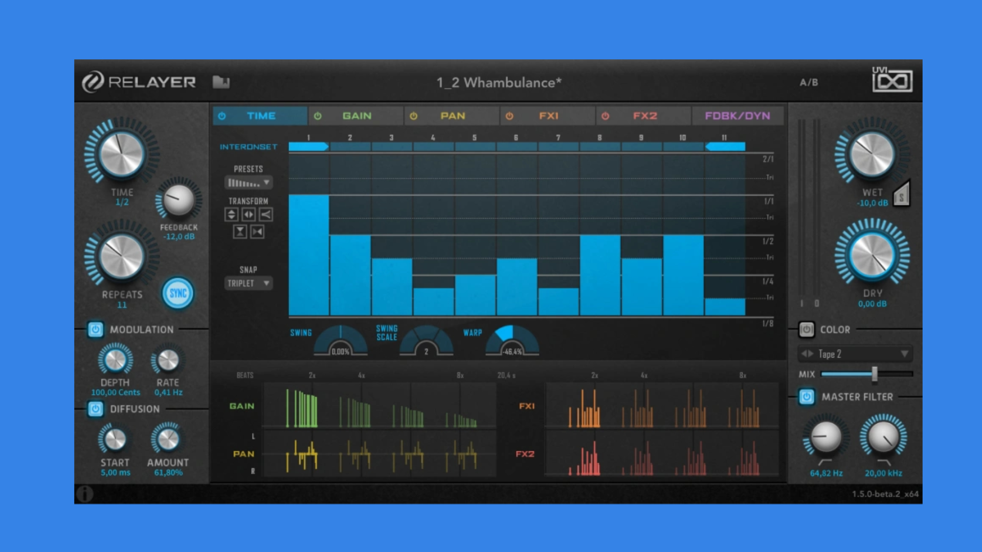 UVI Relayer multi-tap delay with per-tap modulation is FREE with every ...