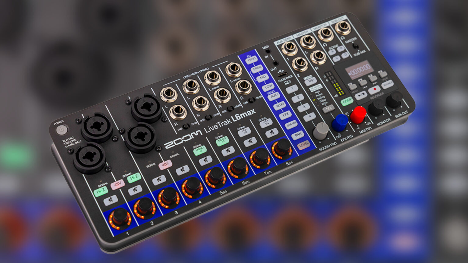 Zoom LiveTrak L6max: battery-powered digital mixer and multi-track ...