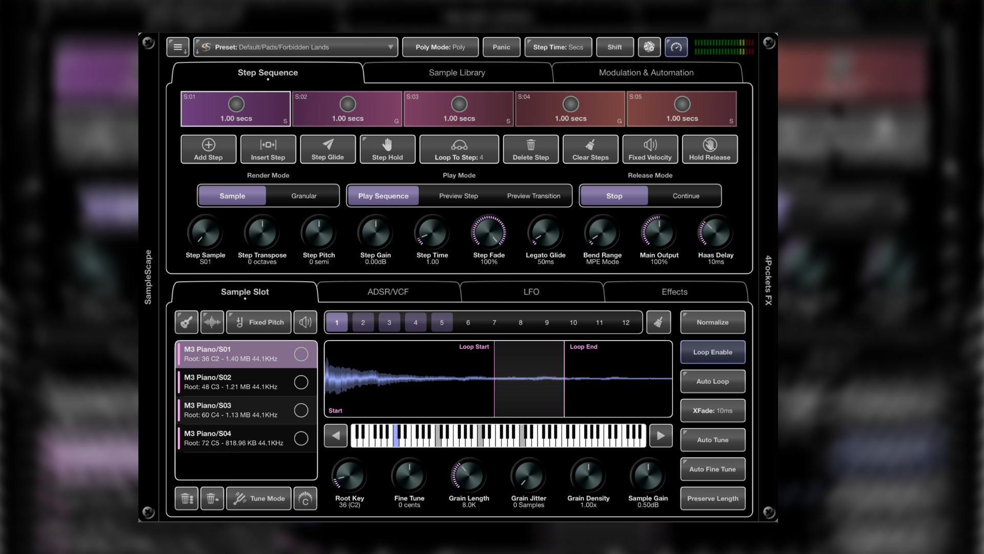 4pockets SampleScape, a sequenceable multi-sampler plugin for iOS ...
