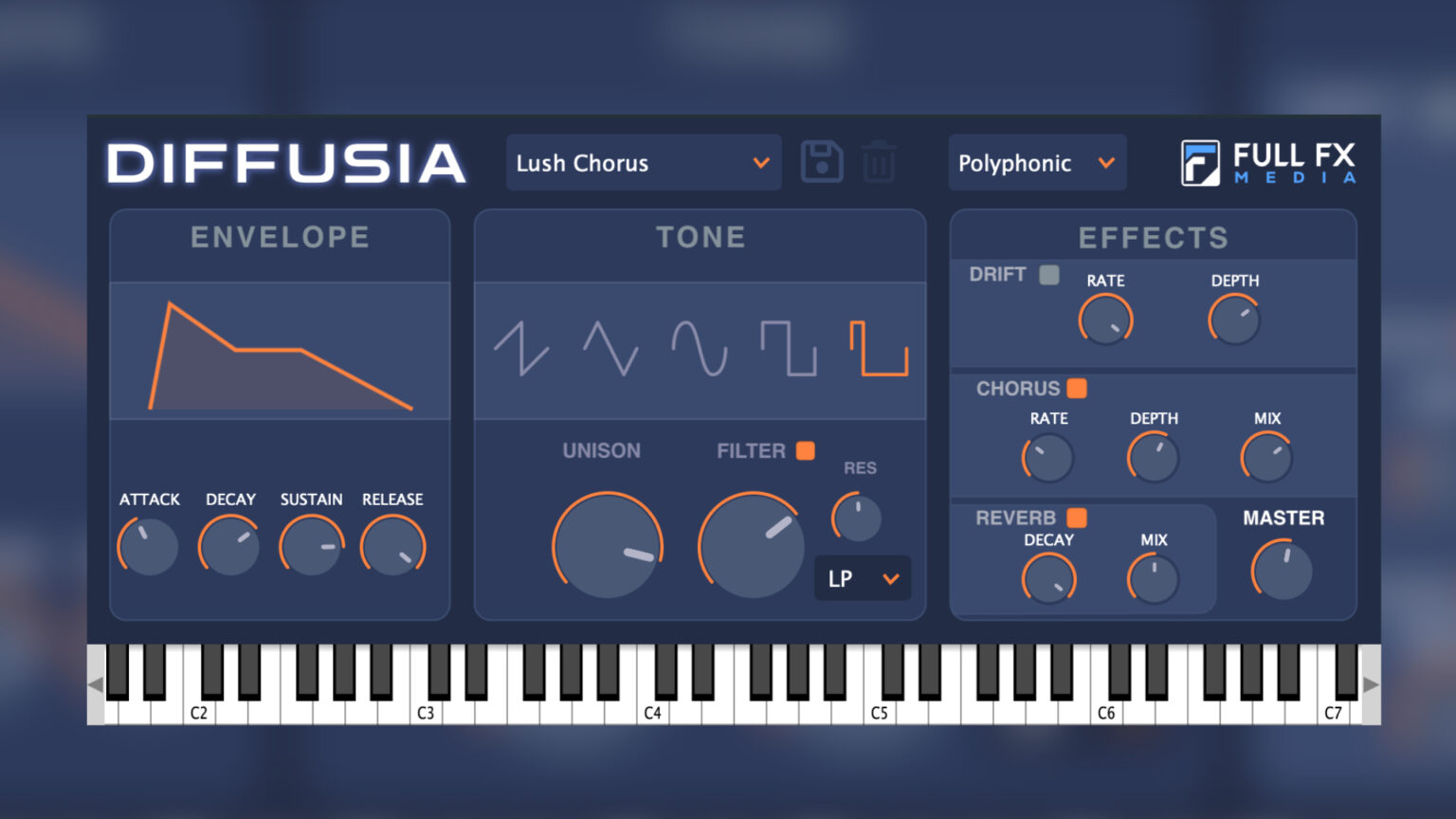Full FX Media Diffusia, free drone Synthesizer plugin for macOS, Linux ...