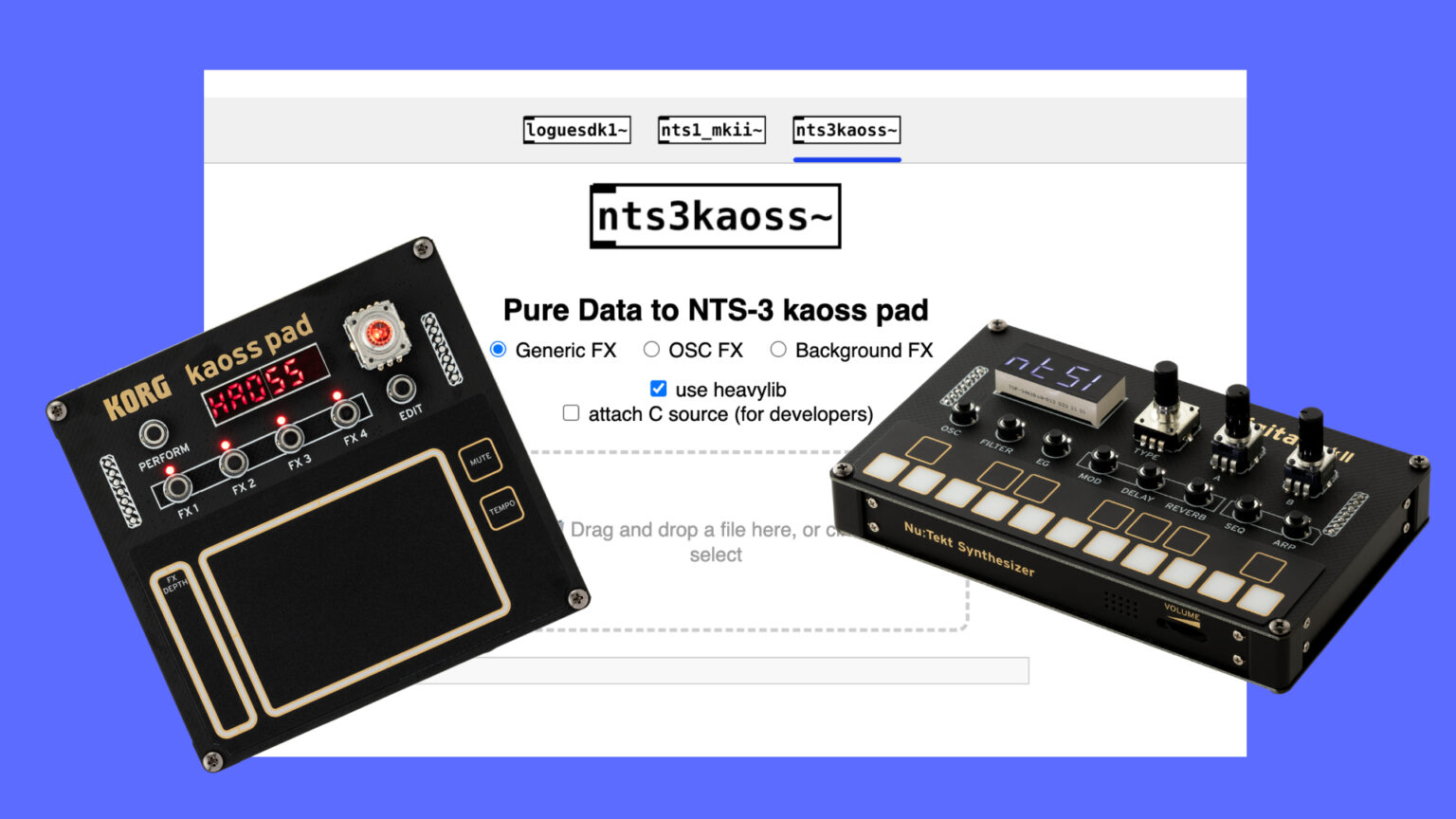 Pure Data to Korg Logue SDK1, NTS-1 mkII, and NTS-3: these web apps ...
