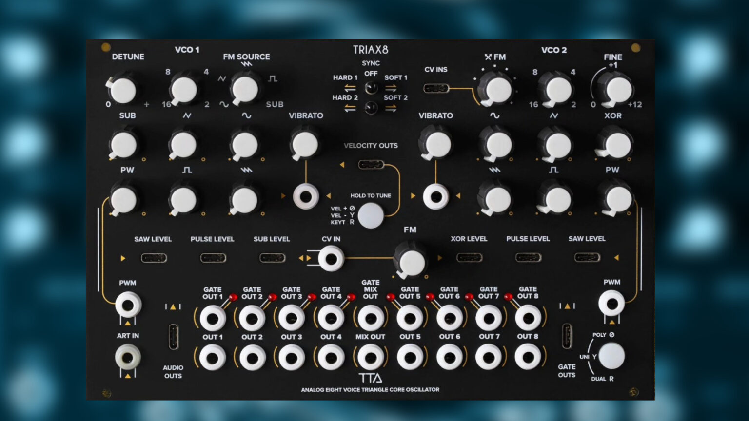 Tiptop Audio TRIAX8, 8-voice ART-powered dual analog oscillator for Eurorack - SYNTH ANATOMY